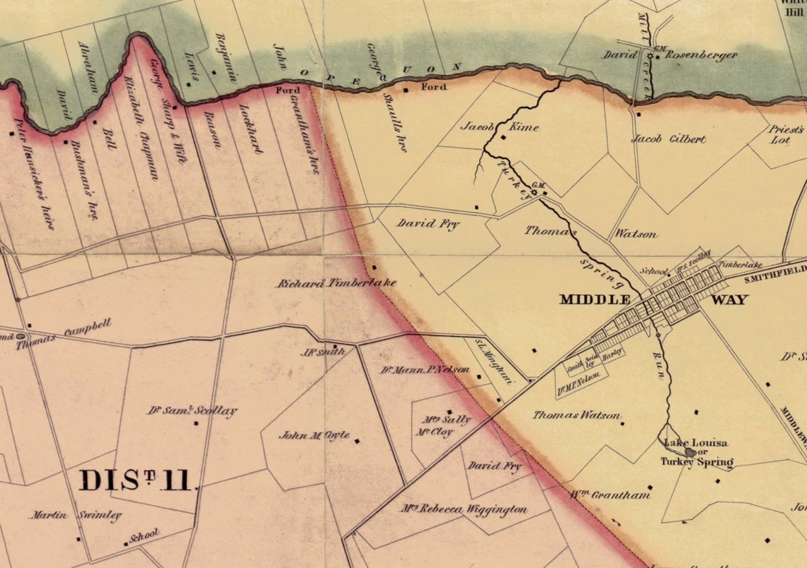 Jefferson County Map 1852 West Virginia Old Wall Map With | Etsy
