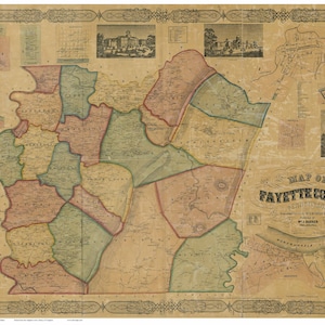 Fayette County Pennsylvania 1858 - Old Wall Map With Homeowner Names ...
