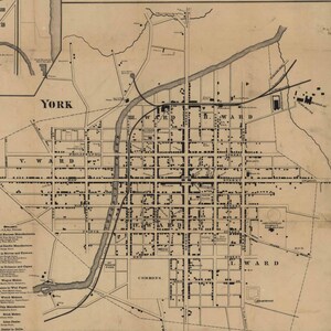 York County Pennsylvania 1860 - Old Wall Map With Homeowner Names ...