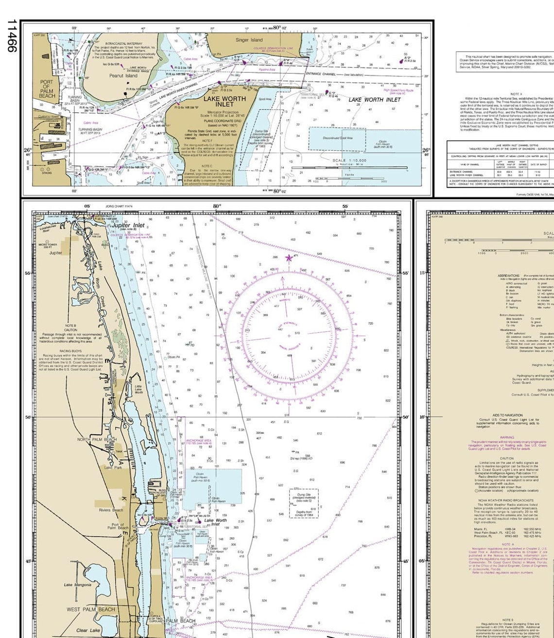 Jupiter Inlet to Fowey Rocks 2014 old Nautical Map Florida | Etsy