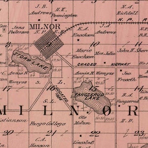 Sargent County North Dakota 1899 - Old Wall Map With Landowner Names ...