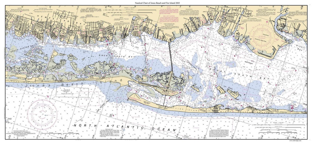 Jones Beach - Fire Island 2003 Nautical Chart - Long Island South Coast ...