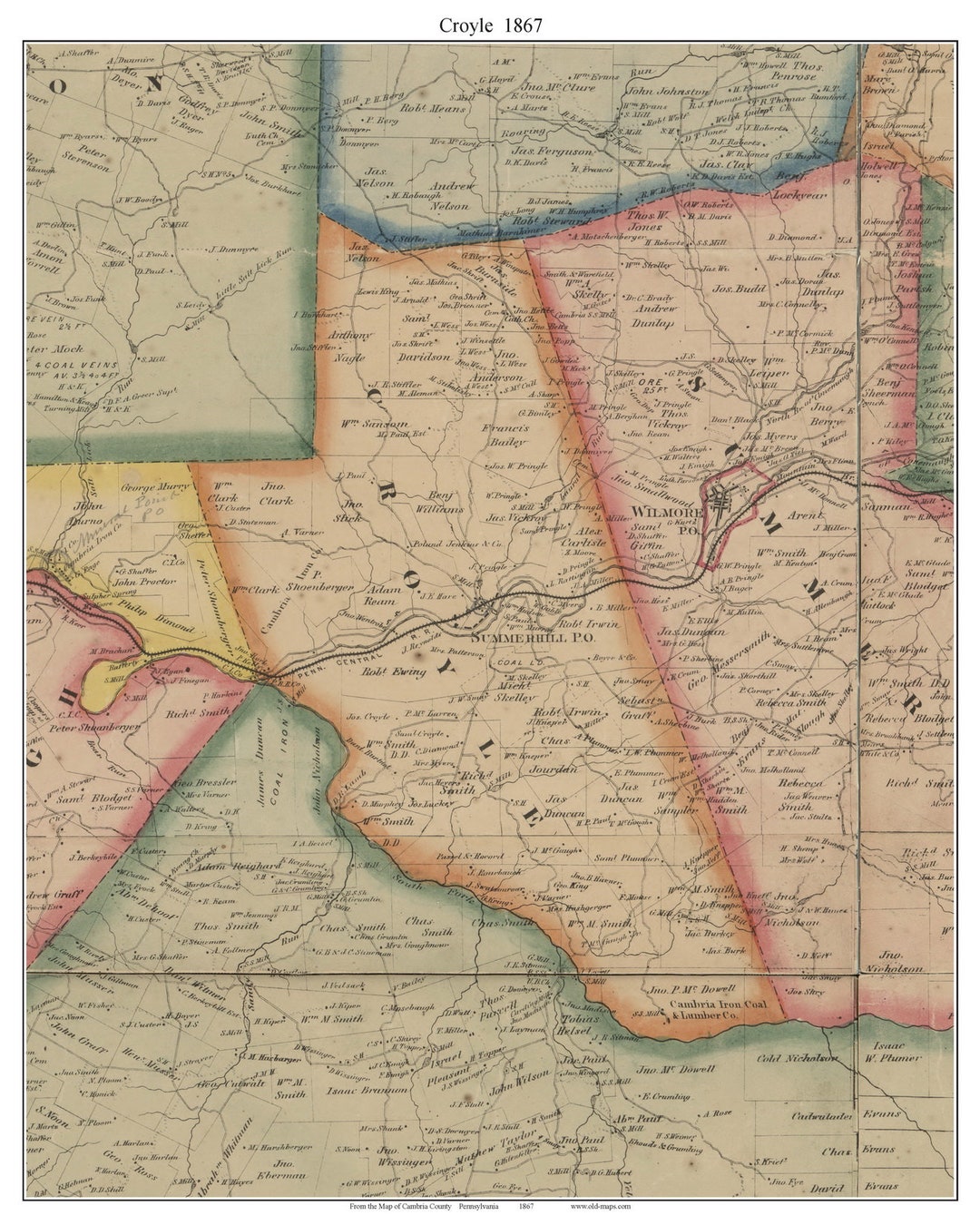 Croyle 1867 - Old Town Map Reprint - Cambria County, Pennsylvania ...