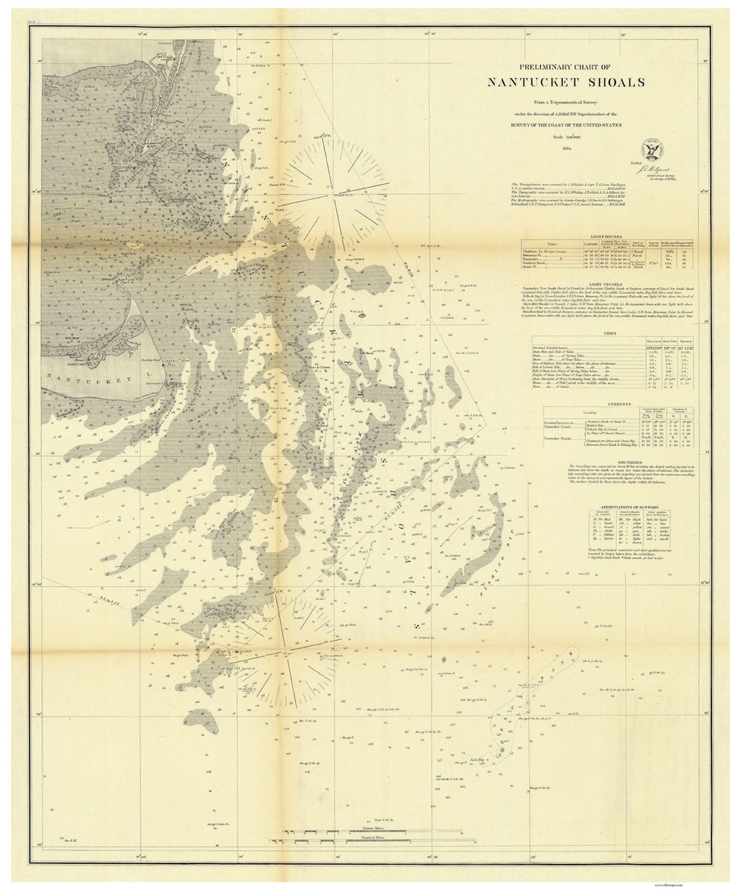 Nantucket Shoals - 1864 Nautical Map - Reprint - Big Area AC Chart 6 - Etsy