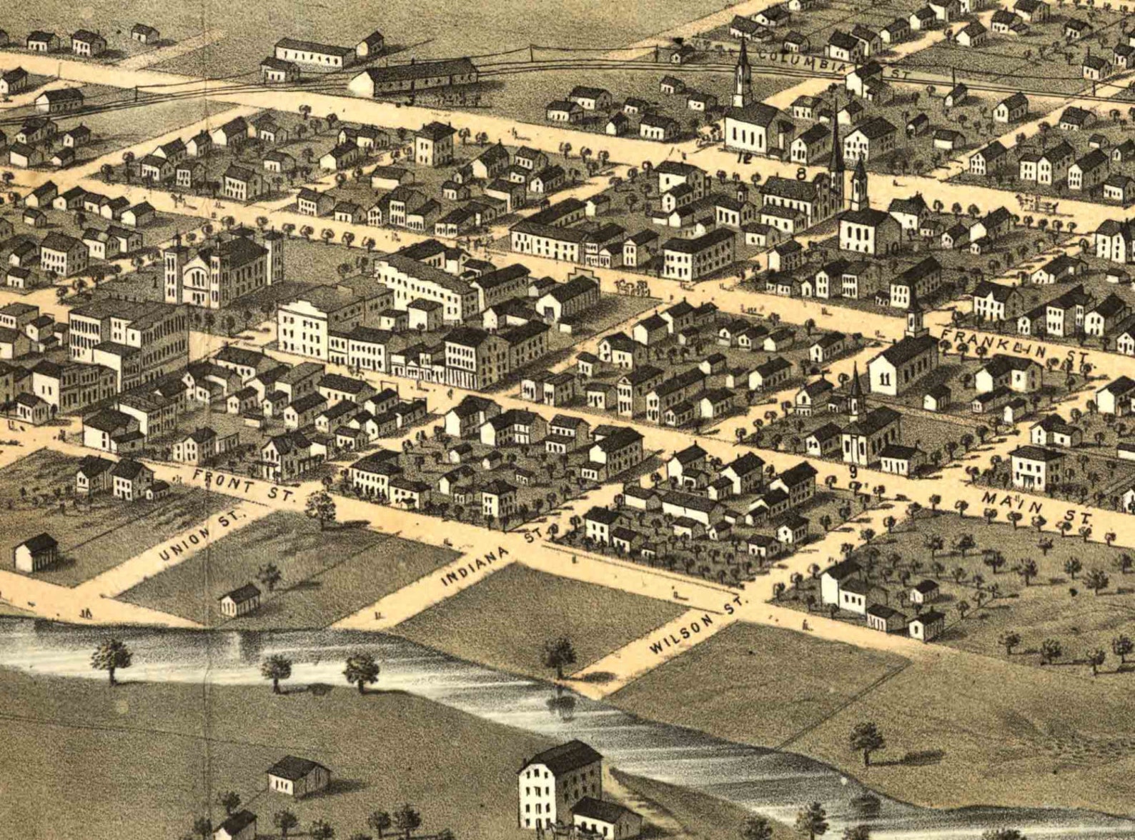 Delphi Indiana 1869 Birds Eye View Reprint - Etsy