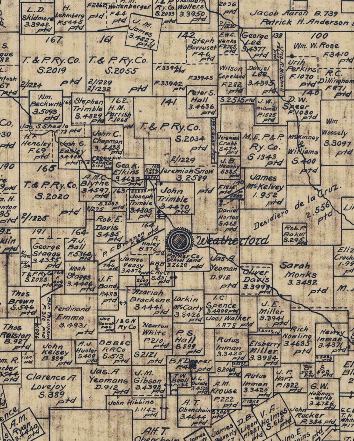 Parker County Texas 1889 1919 Tracing Old Wall Map | Etsy