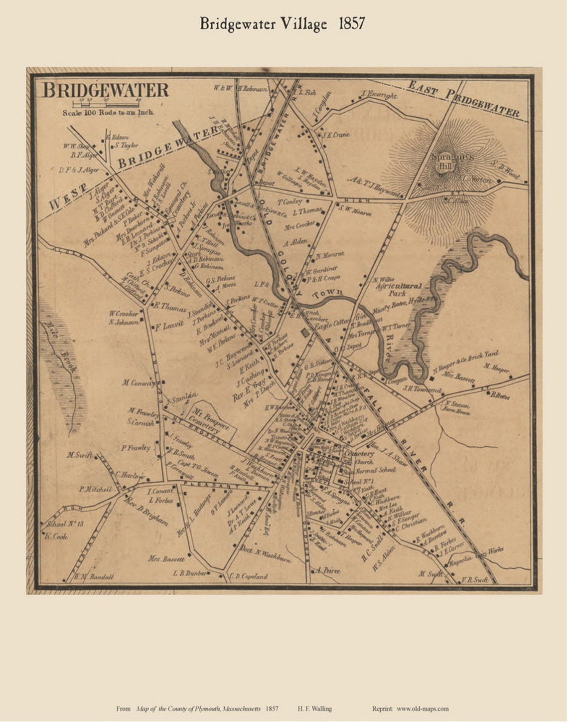 Bridgewater Village 1857 Old Town Map With Homeowner Names - Etsy
