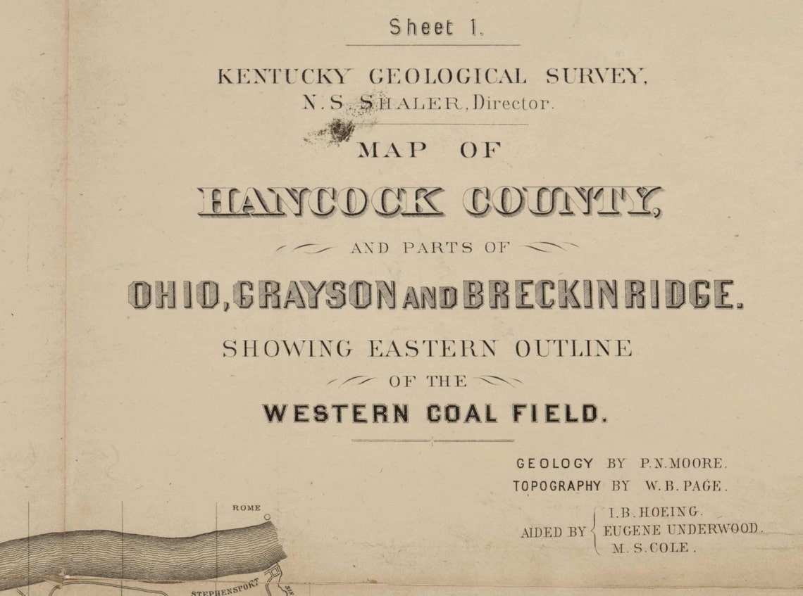 Hancock County Kentucky 1887 Old Wall Map With Homeowner | Etsy