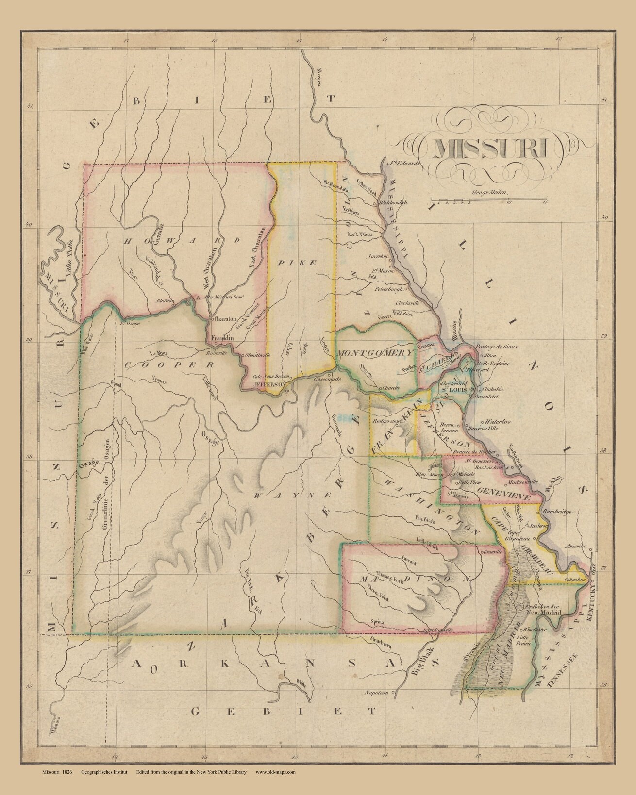 Missouri Missuri 1826 - State Map - Old Map Reprint - Etsy