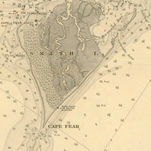 Old Topsail Inlet to Cape Fear -1897 Wilmington Southport Nautical Map ...