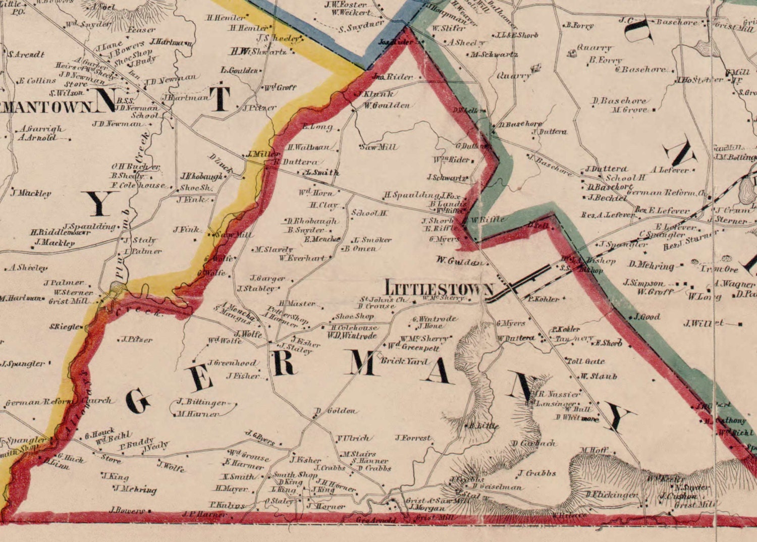 Adams County Pennsylvania 1858 Old Wall Map With Homeowner Names ...