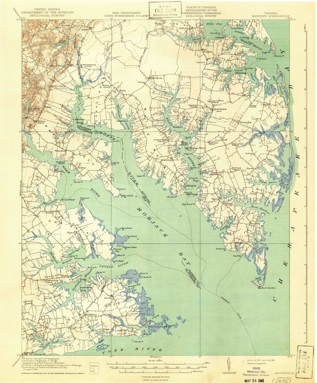 Matthews 1917 (1941) Old Topo Map - Quad Reprint - 15x15 USGS ...