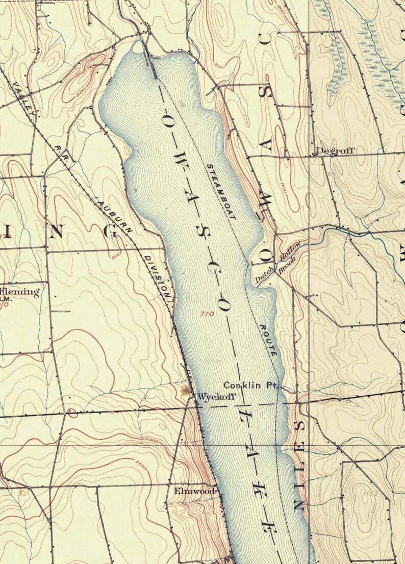 Owasco Lake 1902 USGS Old Topographic Map Custom Composite - Etsy.de