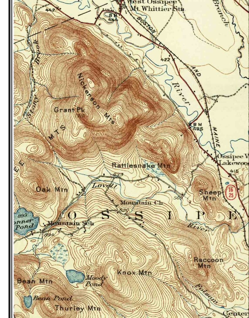 Ossipee Lake 1928 Old Topographic Map by USGS Custom - Etsy