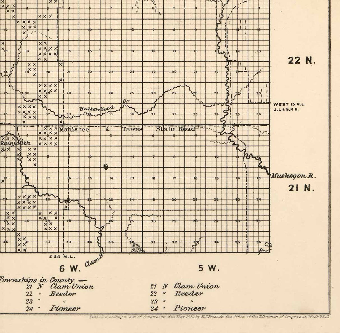 Missaukee County Michigan 1898 Wall Map Reprint With | Etsy