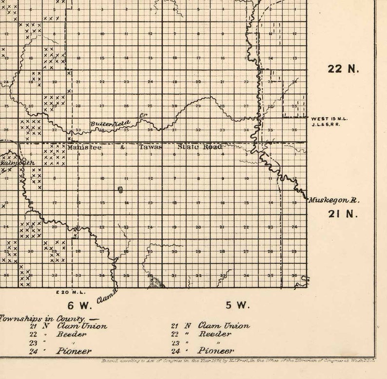 Missaukee County Michigan 1898 Wall Map Reprint With | Etsy
