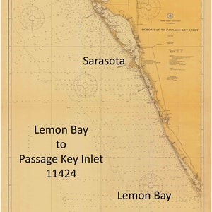 Lemon Bay to Passage Key Inlet 1930 Nautical Map Sarasota Venice Anna ...