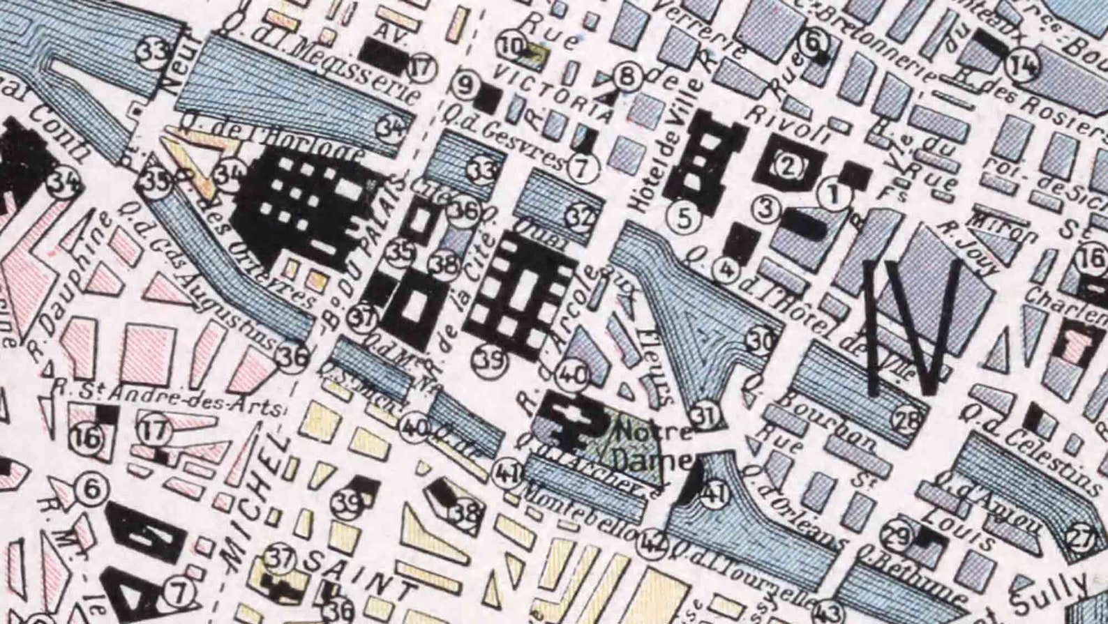 Old Map of Paris 1900 France -- Larousse Atlas -- Detailed Index ...
