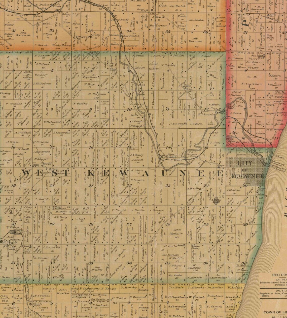 Kewaunee County Wisconsin 1895 Old Wall Map Reprint With - Etsy