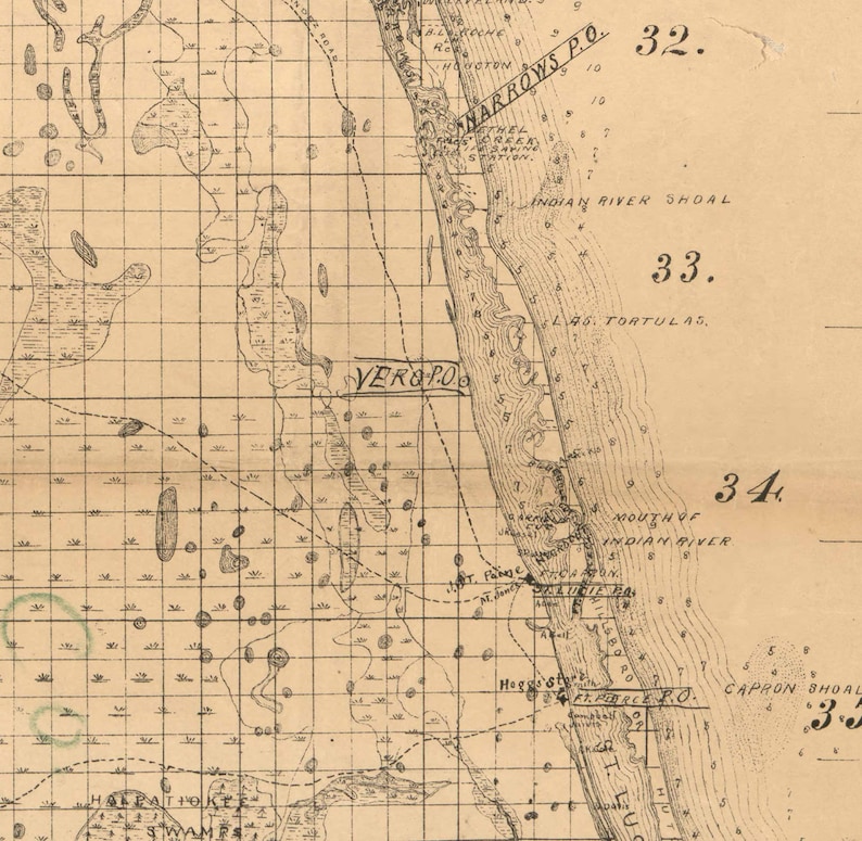 Brevard County Florida 1893 Old Wall Map Reprint With | Etsy