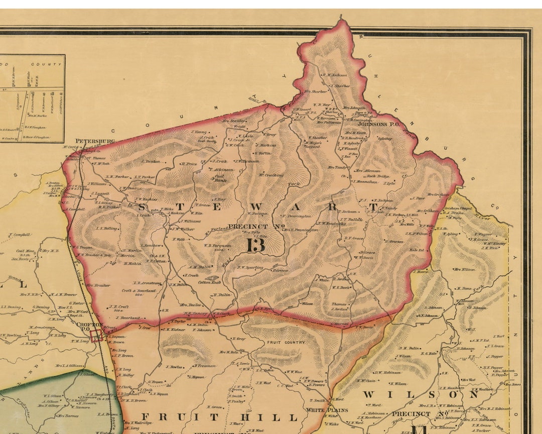 Stewart 1878 Old Town Map With Homeowner Names Kentucky Christian ...