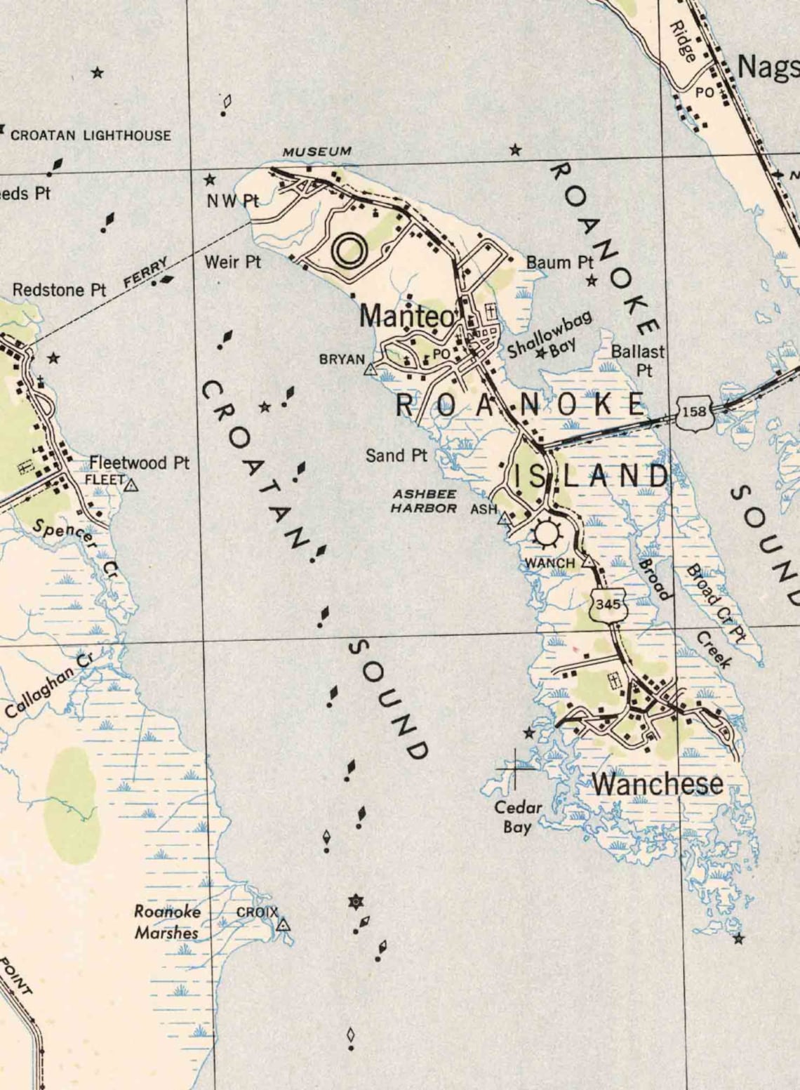 Roanoke Island 1943 Old Topo Map USGS Custom Reprint North - Etsy