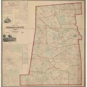 Madison County Ohio 1862 - Old Wall Map Reprint With Homeowner Names ...