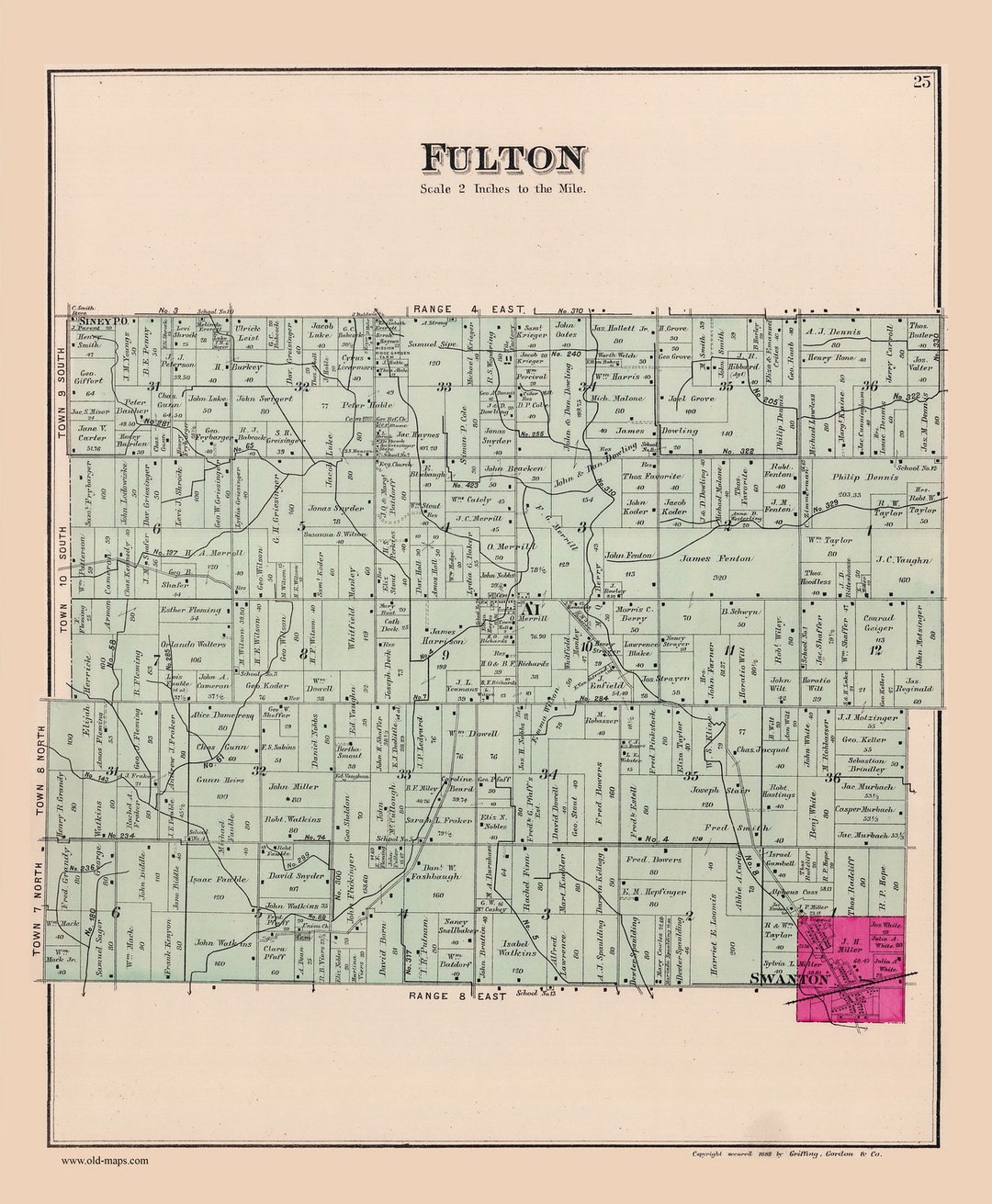 Fulton 1888 - Old Town Map Reprint - Fulton County, Ohio - Homeowner ...