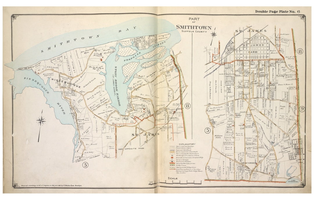 Smithtown East St James Park 1917 Long Island New York Suffolk Co Atlas ...