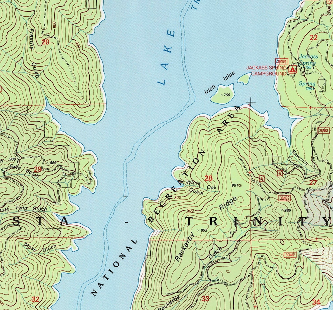 Trinity Lake 1998 Old Topographic Map USGS Custom Composite - Etsy