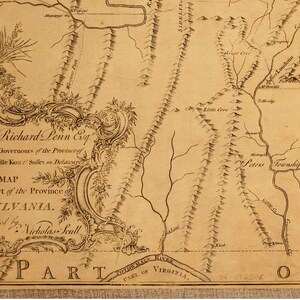 Pennsylvania 1759 Old State Map Scull Homeowners Indian Paths - Reprint ...