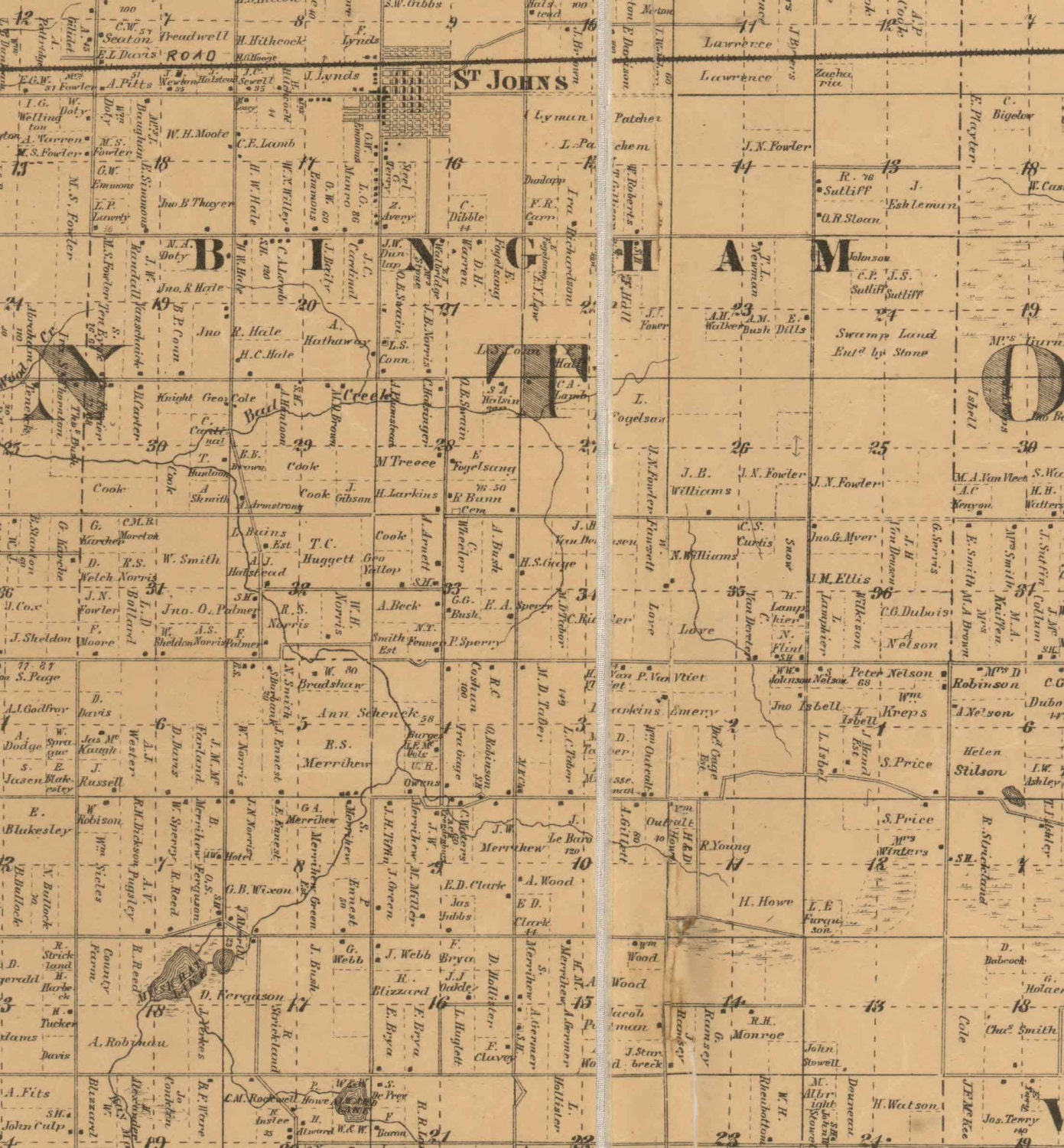 Clinton and Gratiot Counties Michigan 1864 Old Wall Map | Etsy