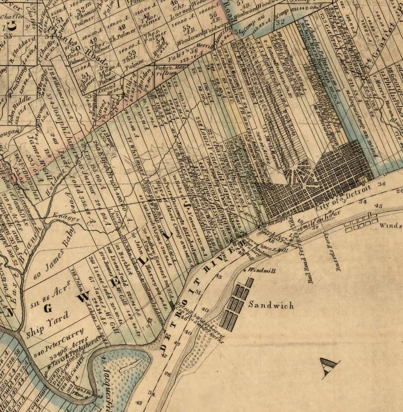 Wayne County Michigan 1855 Old Wall Map Reprint With - Etsy