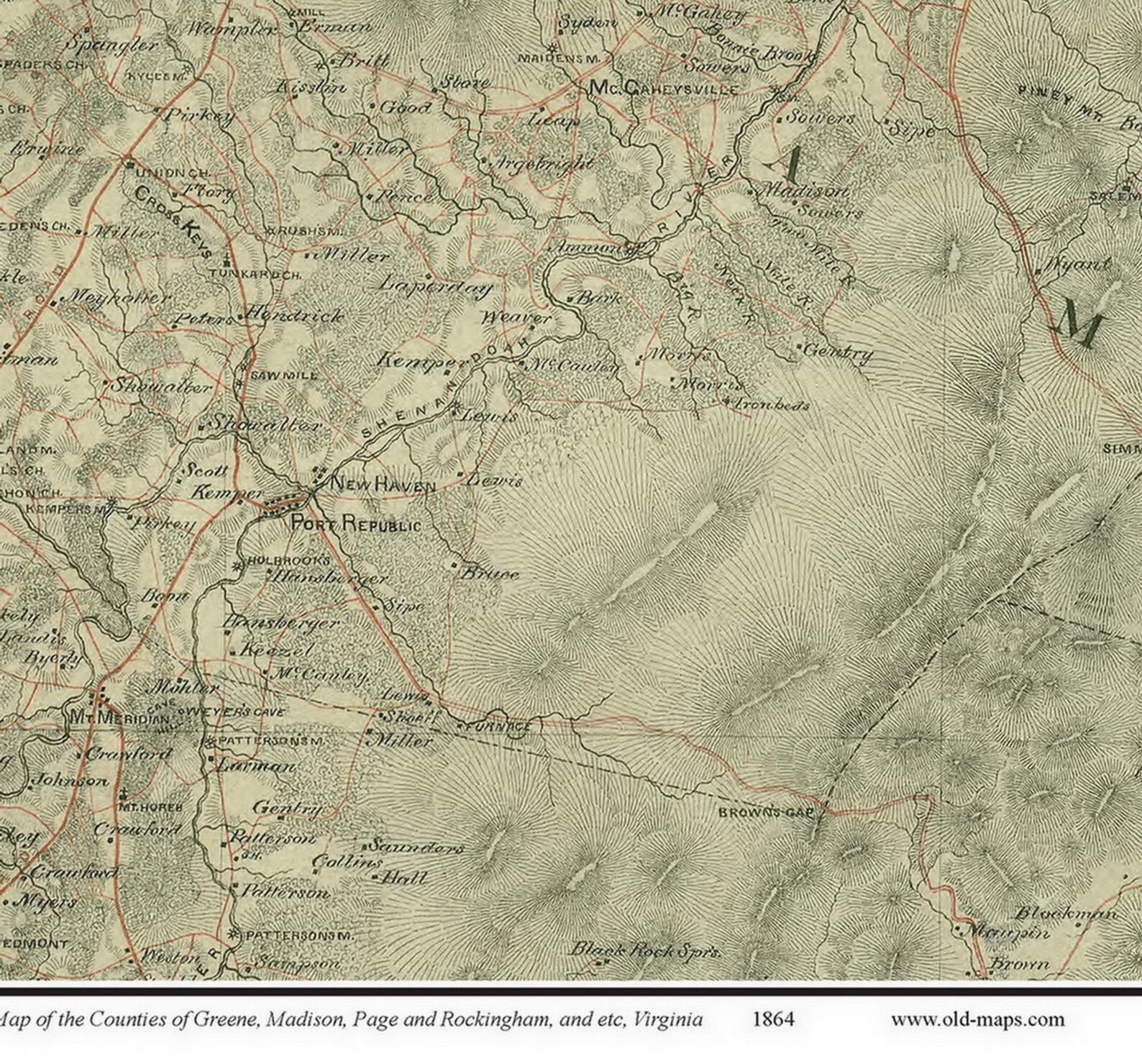 Rockingham County 1864 Old Map With Homeowner Names Virginia | Etsy