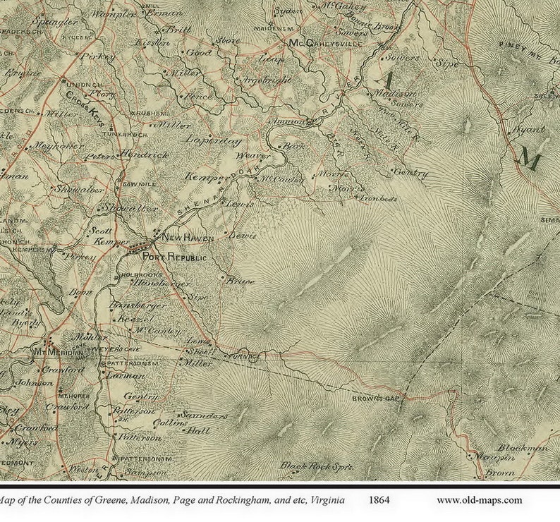 Rockingham County 1864 Old Map With Homeowner Names Virginia | Etsy