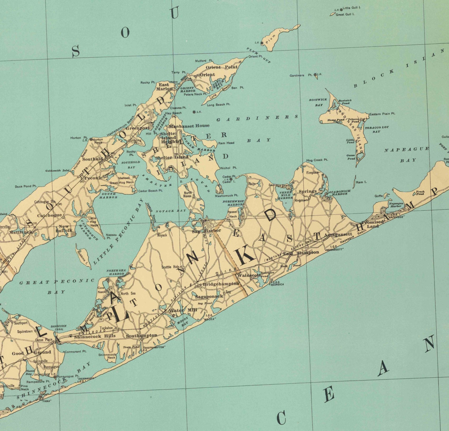 Suffolk County Long Island 1895 Map New York Reprint Bien | Etsy
