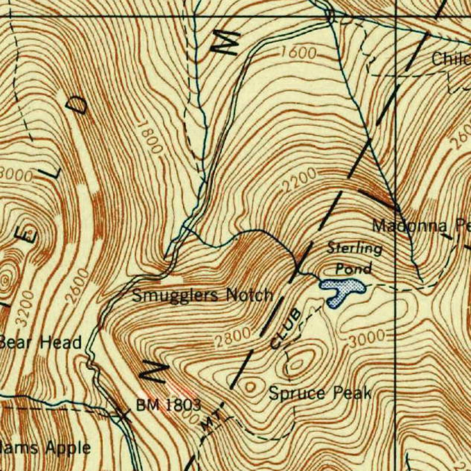 Mount Mansfield 1944 Old Topographic Map USGS Custom | Etsy