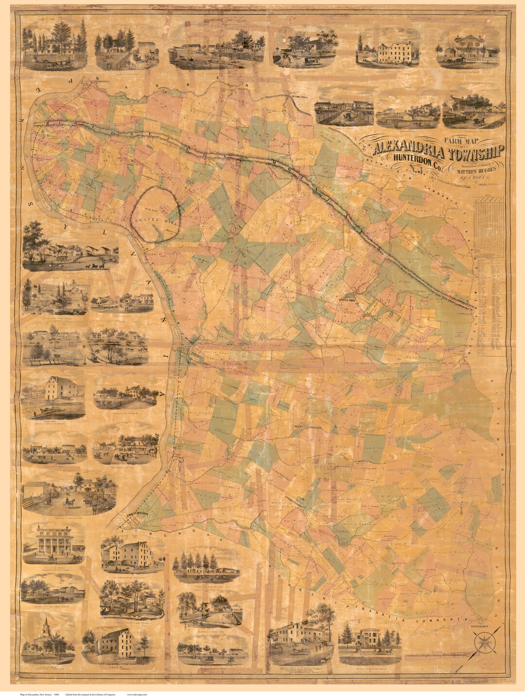 Alexandria, New Jersey, 1860, Old City Map Reprint - Etsy