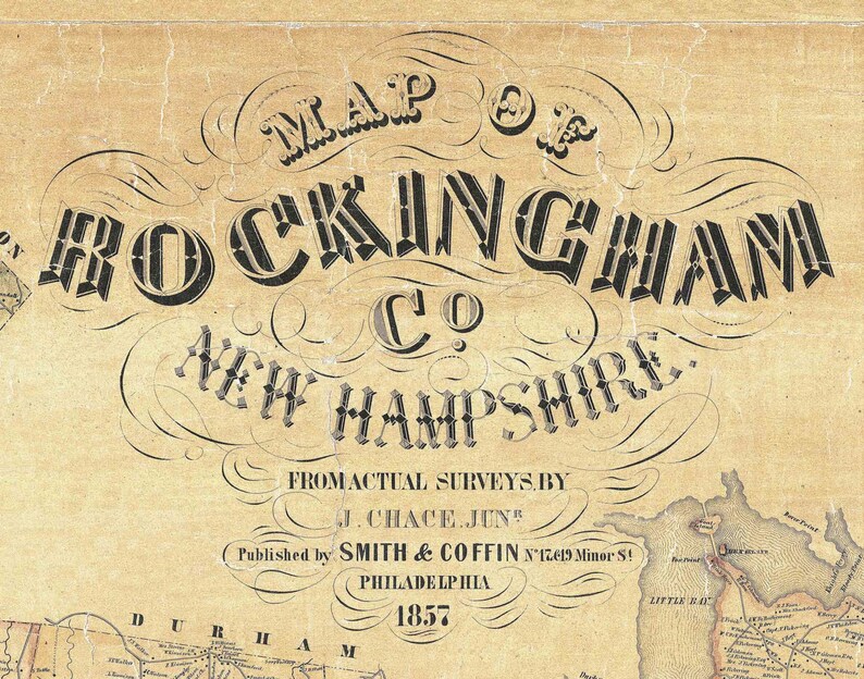 Rockingham County, New Hampshire 1857 - Old Wall Map Reprint With ...
