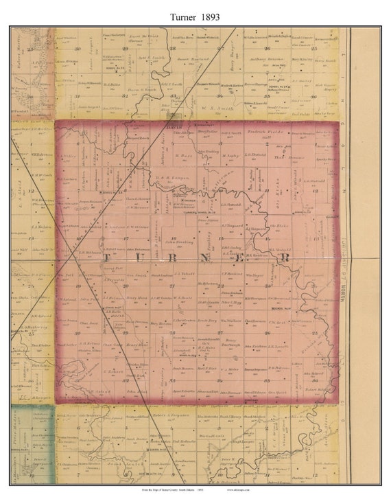 Turner 1893 Old Town Map With Homeowner Names South Dakota - Etsy