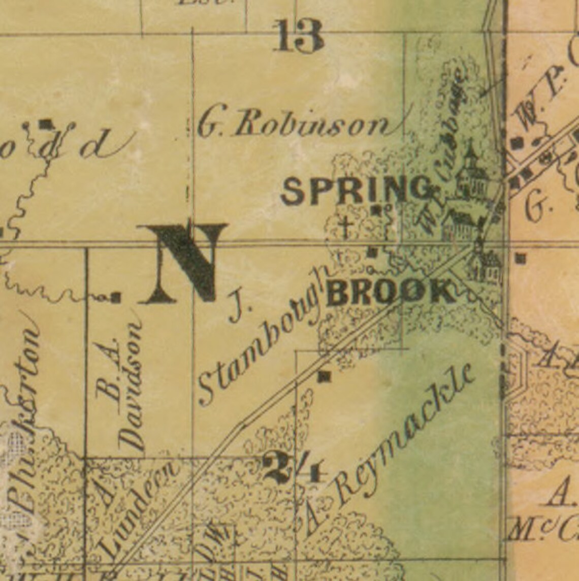 Jackson County Iowa 1867 Old Wall Map With Landowner Names Farm Lines ...