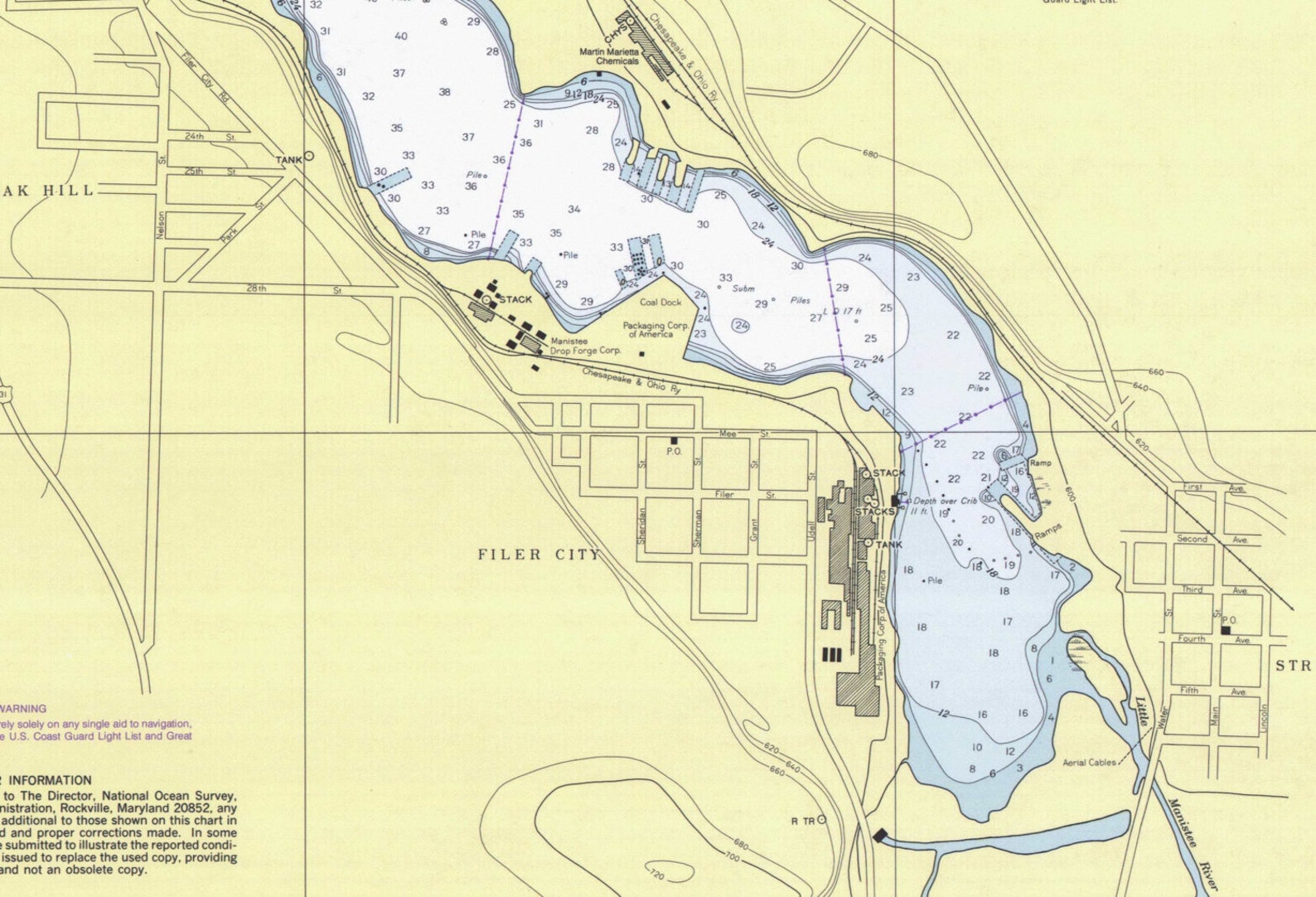 Manistee Harbor 1975 Lake Michigan Michigan Nautical Map | Etsy