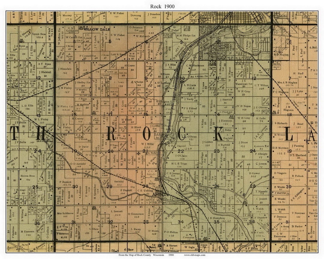 Rock 1900 - Old Town Map With Homeowner Names - Willowdale Afton ...
