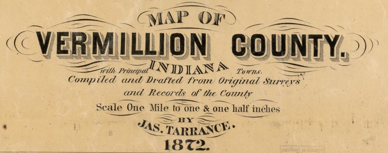 Vermillion County Indiana 1872 - Old Wall Map Reprint With Landowner ...