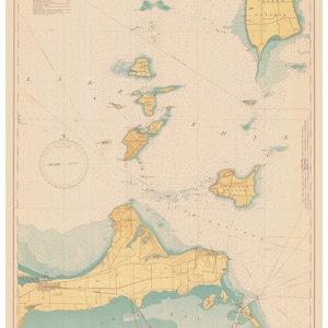 Lake Erie - 1943 - Islands in Lake Erie, Ohio - Nautical Map Reprint ...