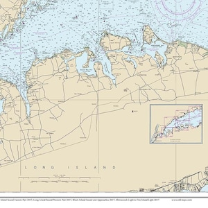 Long Island Sound (blue Water) - 2017 Nautical Map Connecticut - New ...