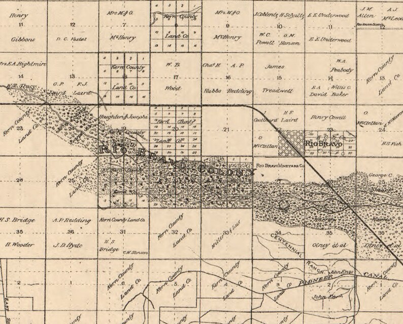 Kern County California 1896 Old Wall Map Reprint With - Etsy