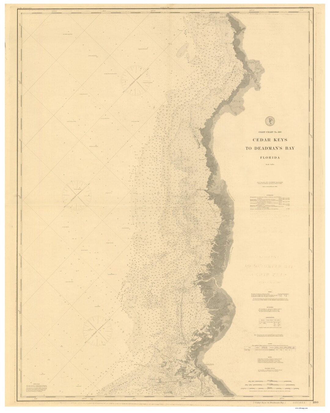Cedar Keys to Deadman's Bay - 1887 Nautical Map Reprint - Florida ...