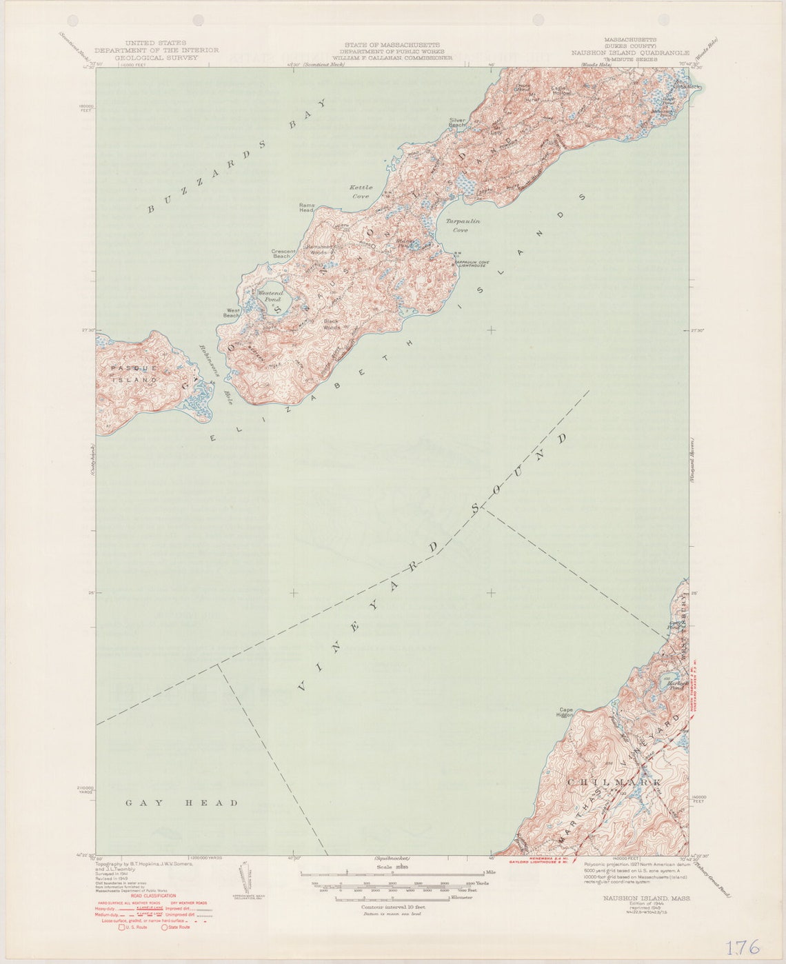 Naushon Island Ma. 1944-1949 Original USGS Topographic Map - Etsy