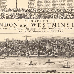 London England 1682 Old Map Reprint - Etsy